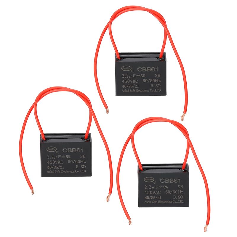 PATIKIL 2.2uF 450 V CBB61 Capacitor, 3Pcs Ceiling Fan Capacitor Motor ...