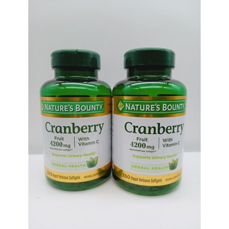 2x Natures Bounty Cranberry w Vitamin C 4200 mg 250 Softgel Ea EXP 11/ ...