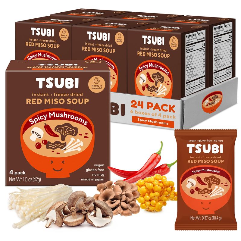 Tsubi Soup Freeze-Dried Japanese Miso Soup Packets - Instant, Vegan ...