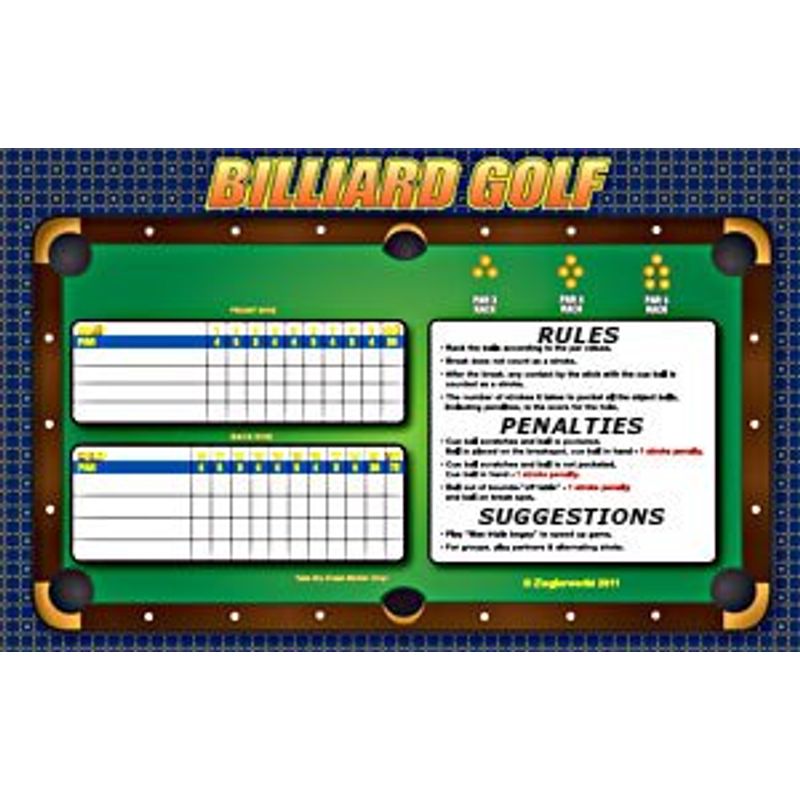 Zieglerworld Billiard Pool Table Golf Game - Laminated 11 x 17 + Dry ...
