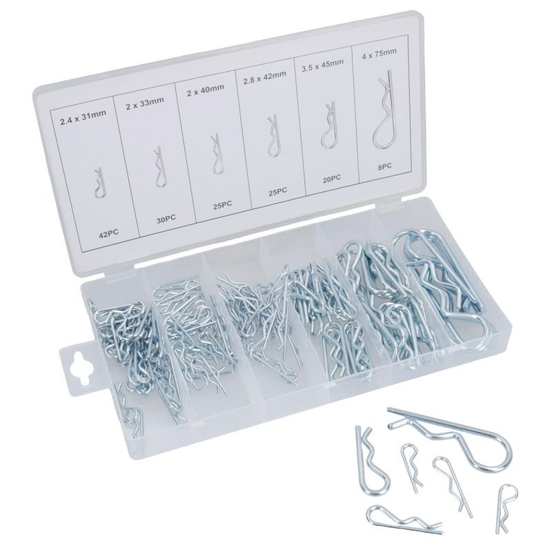 R Clips Hair Pin Hitch Lynch Cotter Assortment Kit 150pc AST07 - Online ...