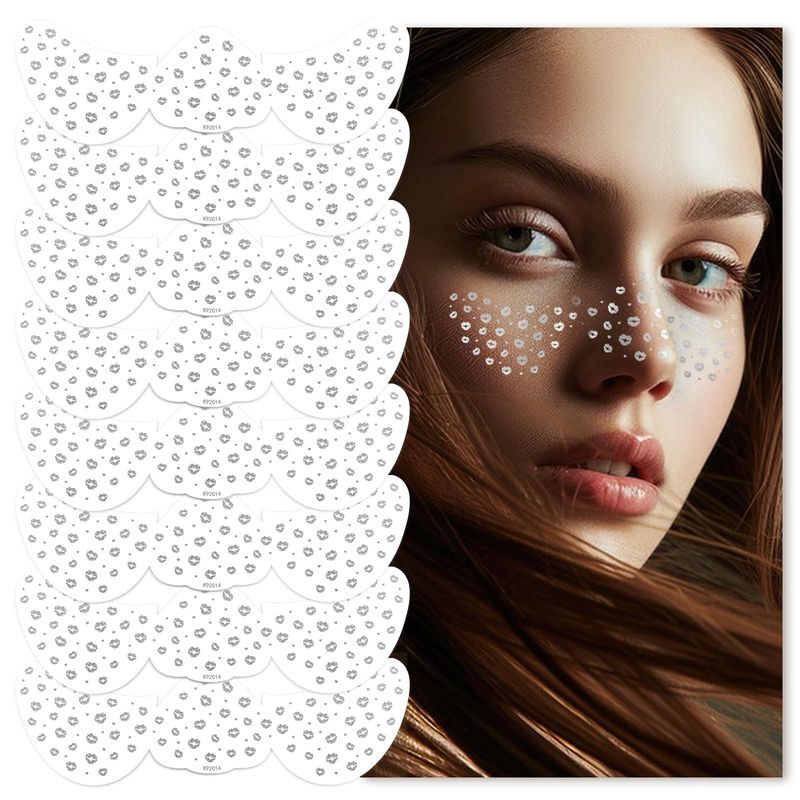 Silver Glitter Freckles Face Tattoo, 8 PCS Makeup Patches, Glow Up Face ...