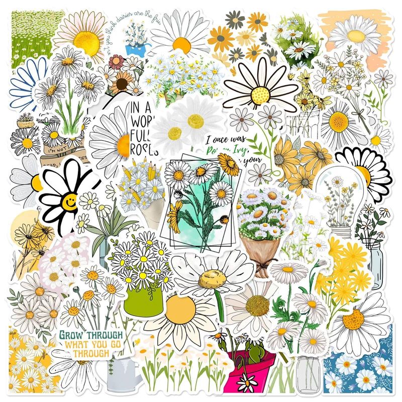 50PCS Daisy Stickers Beautiful Plants Stickers Flower Stickers for ...