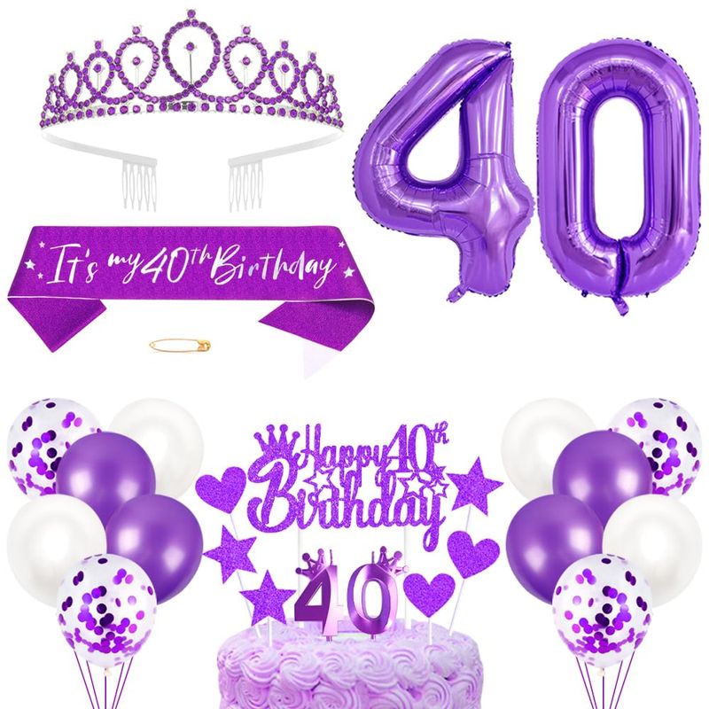 40th Birthday Decorations Women's Birthday Princess Crown Queen Tiara ...