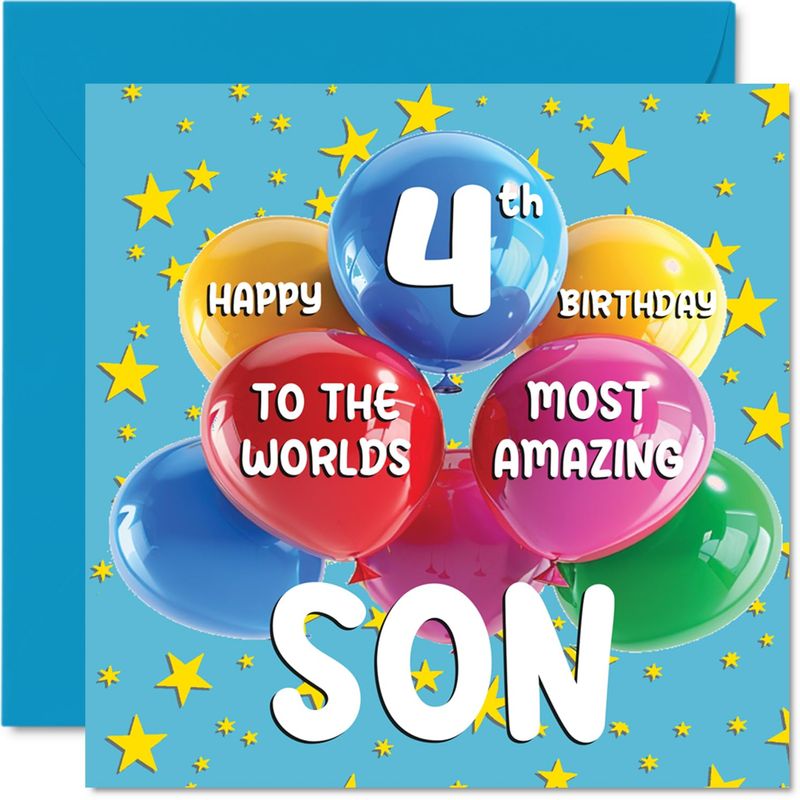 4th Son Birthday Card - World's Most Amazing Son - Happy 4th Birthday ...