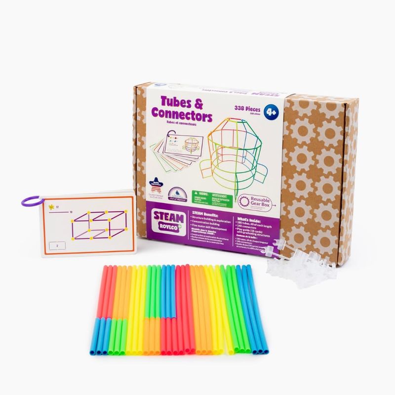 Roylco STEAM Tubes and Connectors - Construction Building Tubes with Connector Blocks - Fine ...