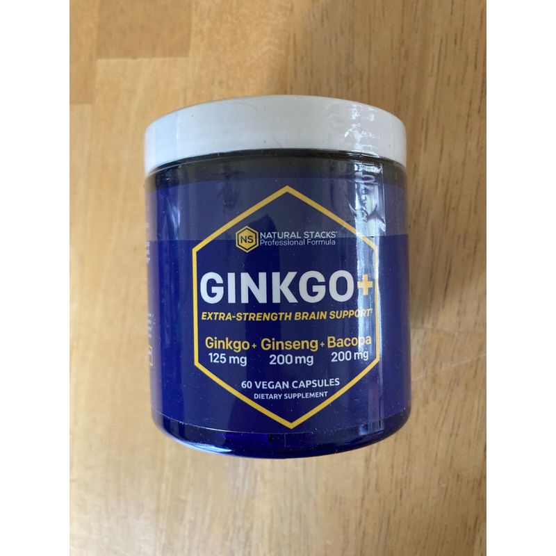 Natural Stacks Ginkgo+, Extra Strength Brain Support, 60 Vegan Capsules ...