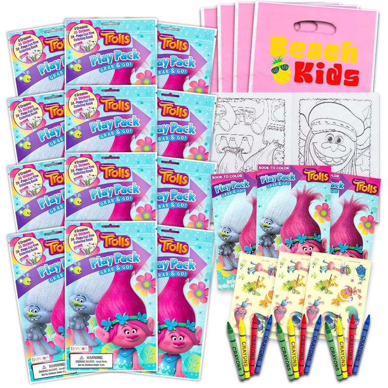 Set of 15 Trolls Play Packs Fun Party Favors Coloring Book Crayons ...