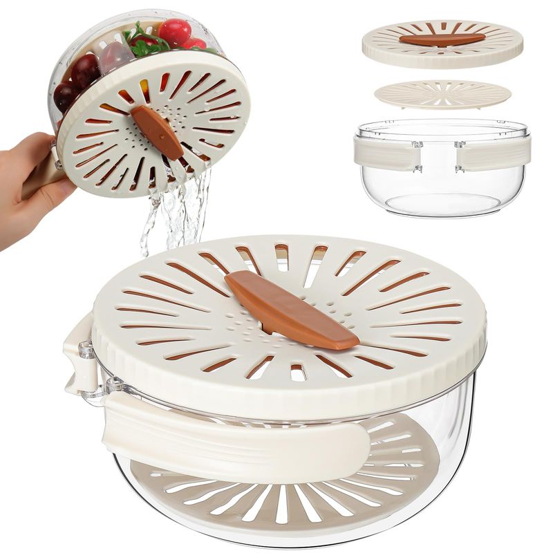 Small Lid Colander for Kitchen Fruit Washing Bowl with Strainer Drainer ...
