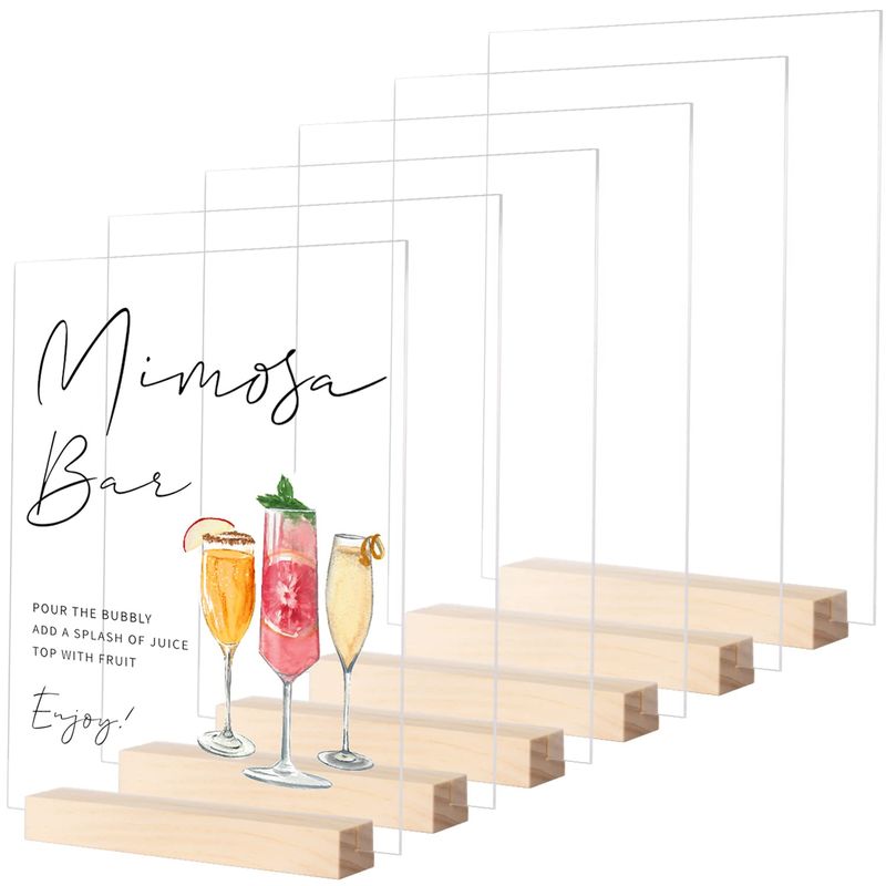 JINMURY Clear Acrylic Table Sign with Wood Stand-6 Pack 8x10 Inch ...