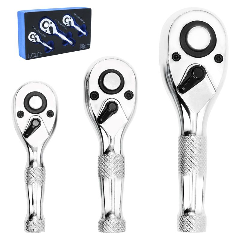 CCLIFE Umschaltknarre Set Mini Ratsche 3tlg 1/2 1/4 3/8 zoll ...