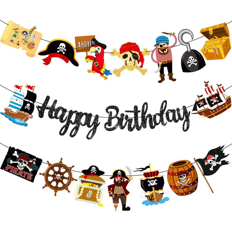 Pirate Birthday Party Decoration Pirate Happy Birthday Banner 3pcs ...