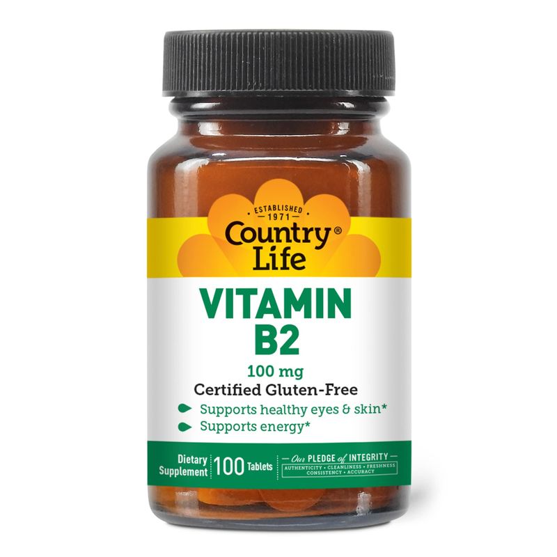 Country Life Vitamin B-2, Supports Health Eyes & Skin and Energy, 100mg ...