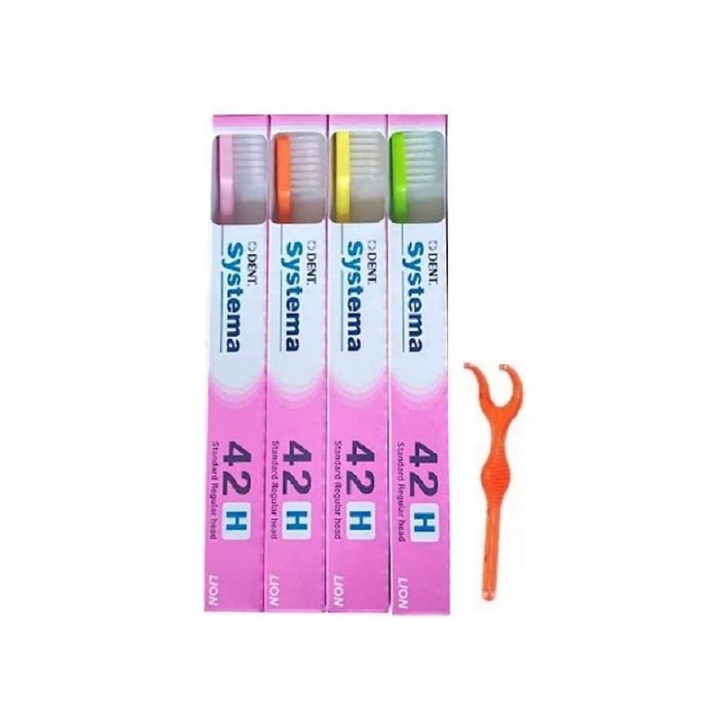 DENT.EX Systema 4 Toothbrushes, Assorted, 42H (Regular Stiffness), No ...