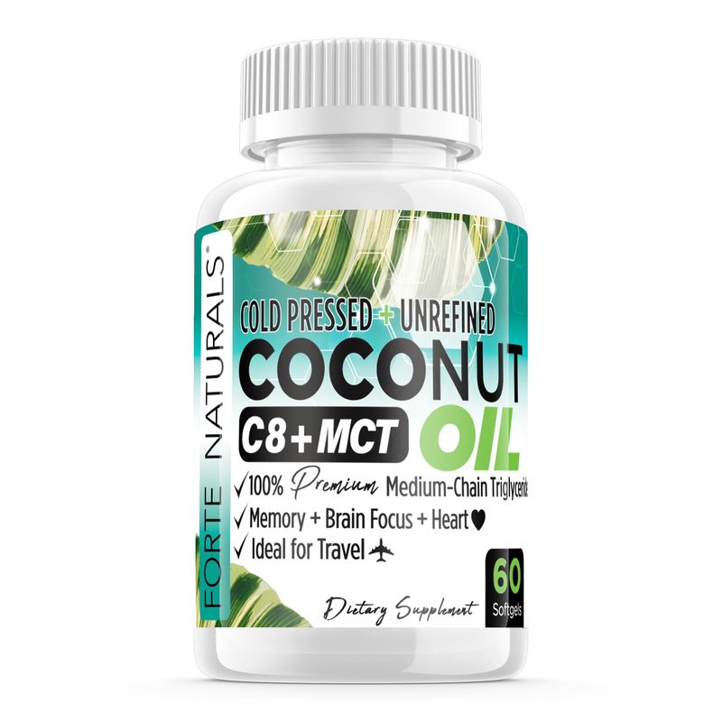 FORTE NATURALS Coconut Oil C8 MCT for Memory Focus Brain Supplement ...