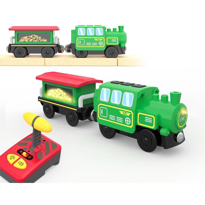 Motorized Train for Wooden Tracks, Remote Control Locomotive Train Set ...