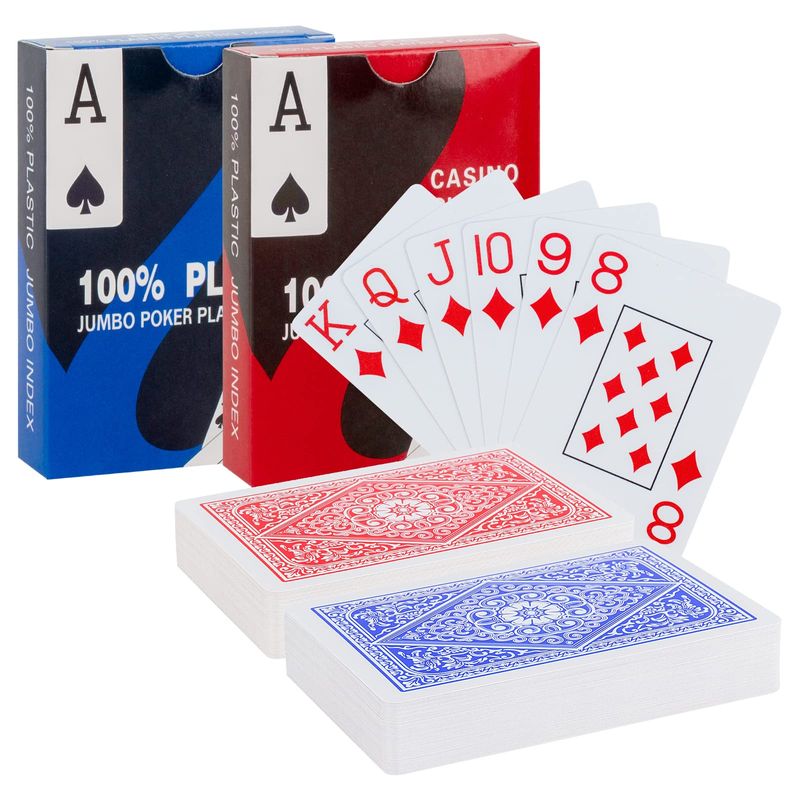 SWINILAYA 2 Decks Red and Blue Poker Cards Plastic - PVC Standard ...