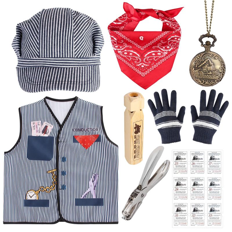 Kyson Kids Train Engineer Costume Train Conductor Dress Up Kit for ...