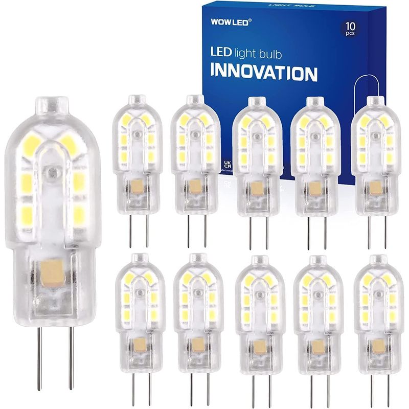 WOWLED 10 x G4 LED Light Bulb, 2W (20W Equivalent), Non-Dimmable, Cool ...