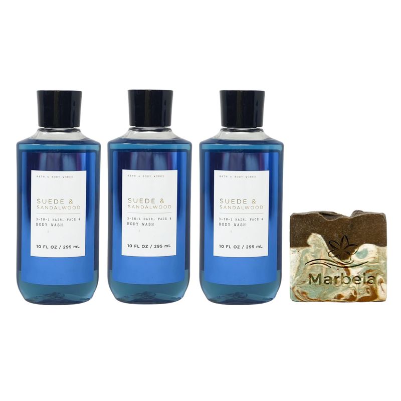 Bath & Body Works Suede & Sandalwood 3 Pack 3-in-1 Hair, Face & Body ...