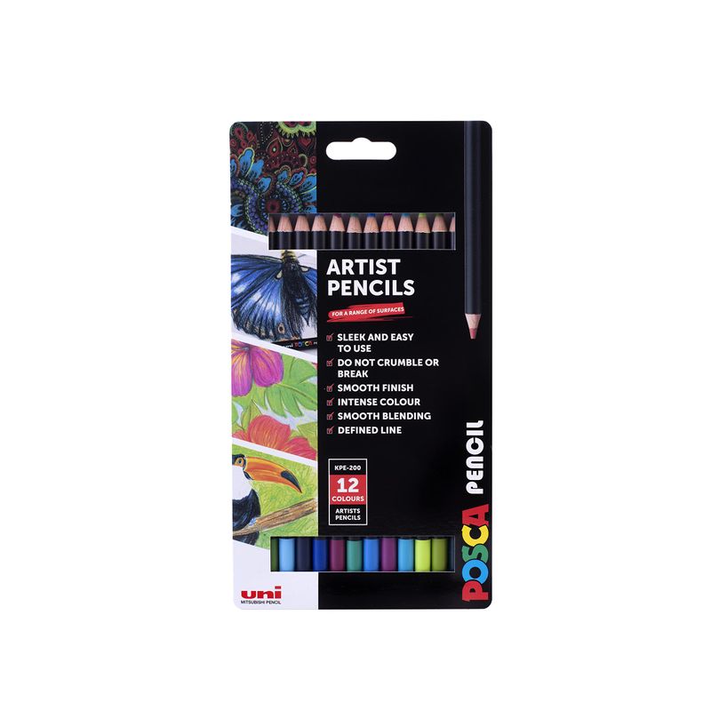 POSCA KPE-200 Oil and Wax Colouring Pencils. Premium Tough Nib for Arts ...