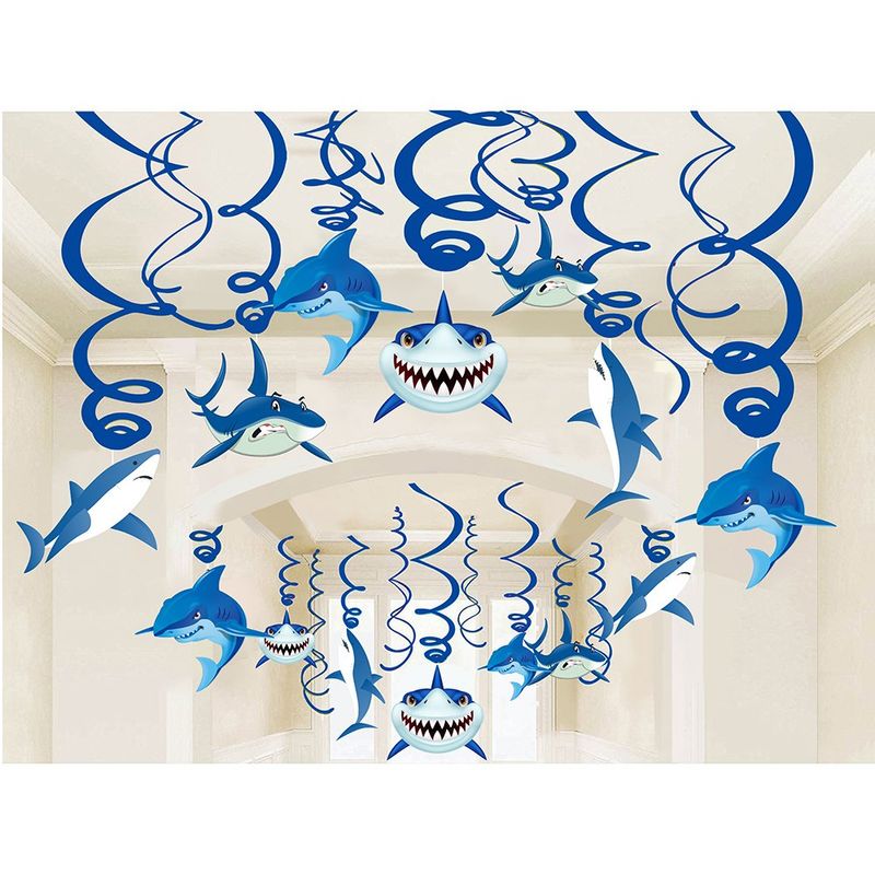 Shark Party Supplies Hanging Swirls Kids Birthday Decorations for Shark ...