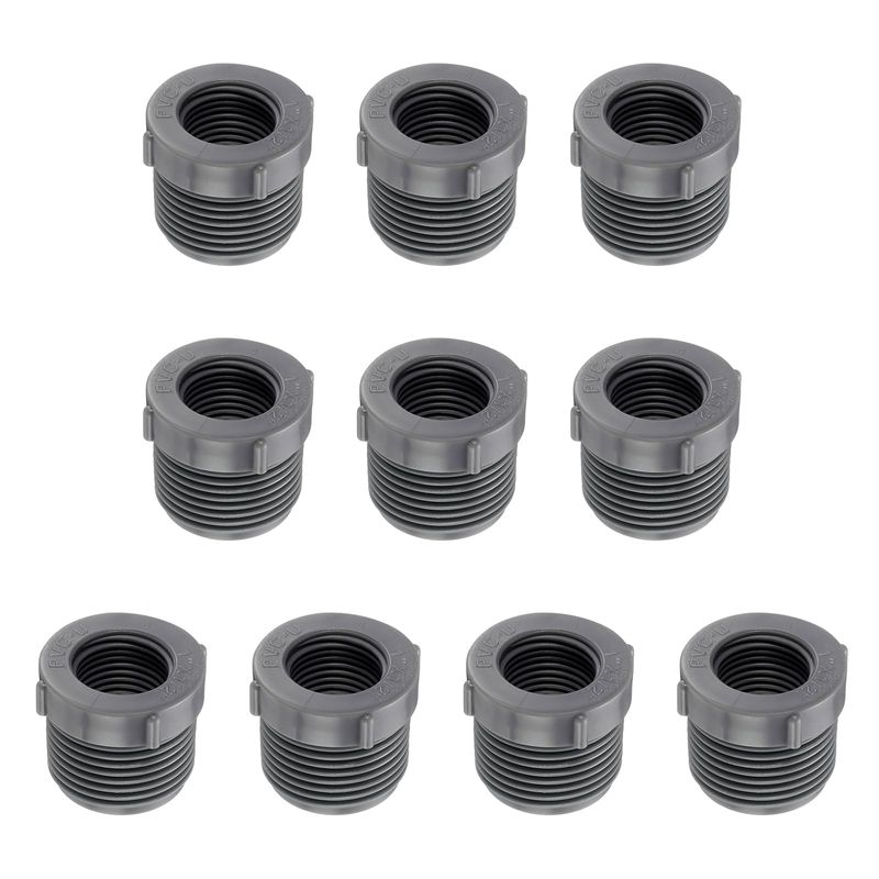 sourcing map 10 Pcs PVC Reducer Bushing G1 Male Thread to G1/2" Female ...