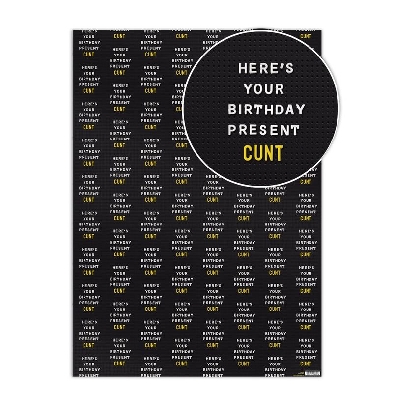 Brainbox Candy - 2 Sheets of Funny Rude 'Present C*nt' Birthday ...