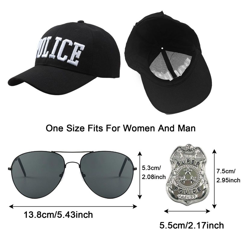 EUPSIIU 3 Pieces Police Costume Adult Kids Police Baseball Hat ...