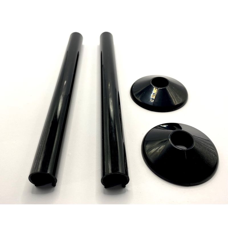 Greened House Black Radiator Pipe Covers SnapFit 2 Pack 200mm Long 15mm ...