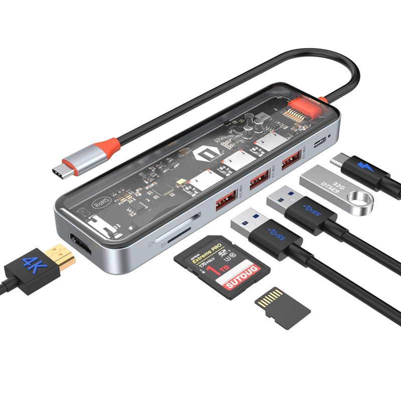 USB C Hub, 7 in 1 USB C to HDMI Adapter with HDMI 4K, PD 100W, 3 USB -a ...