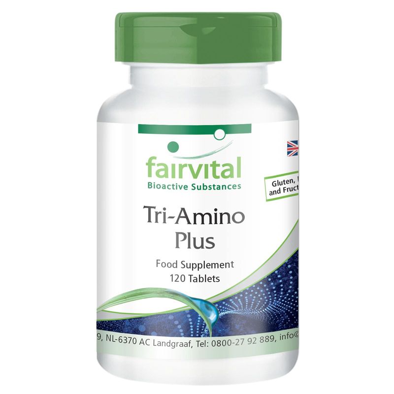 Tri-Amino Plus - 120 Tablets - Vegan Amino Acid Complex with Minerals ...