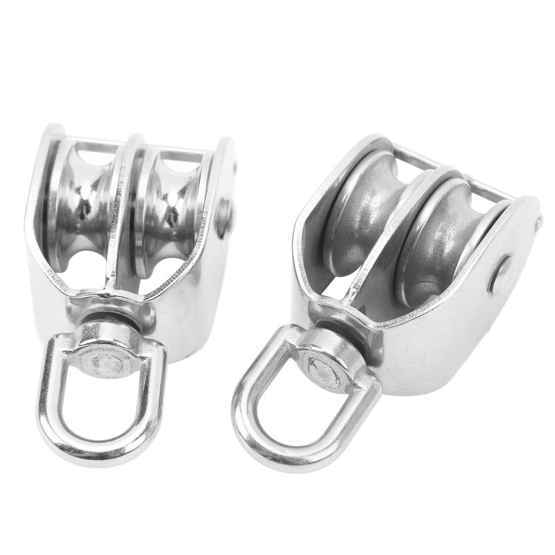 2PCS Double Pulley Block M32 Roller Wheel Stainless Steel 360 Degree ...