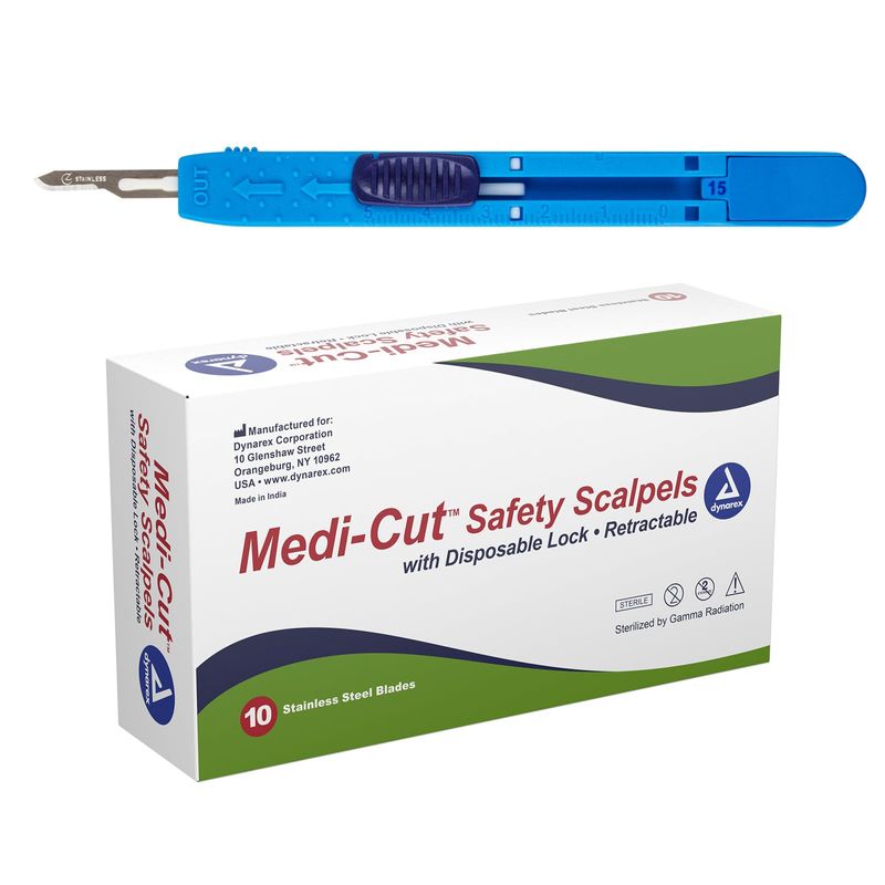 Dynarex Medi-Cut Disposable Scalpel - Retractable Safety Scalpel with ...