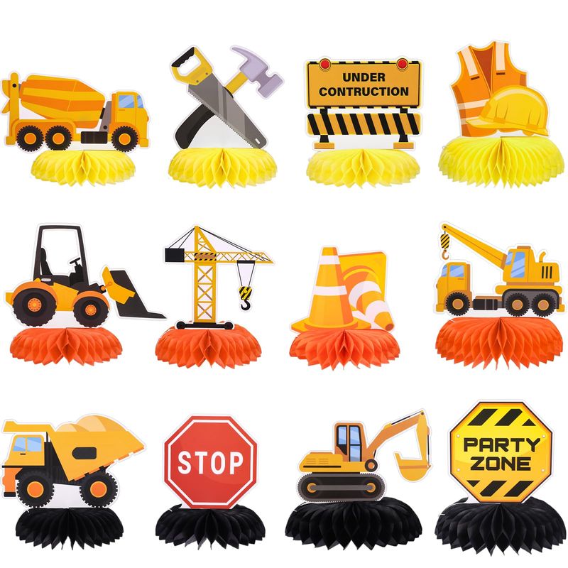 12 Pieces Construction Birthday Party Supplies Construction Table ...