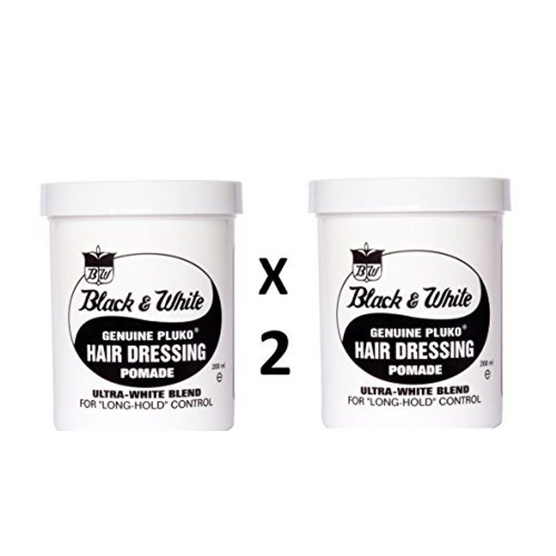 Black and White Pluko Hair Dressing Pomade 200ml **TWIN PACK** by BLACK ...