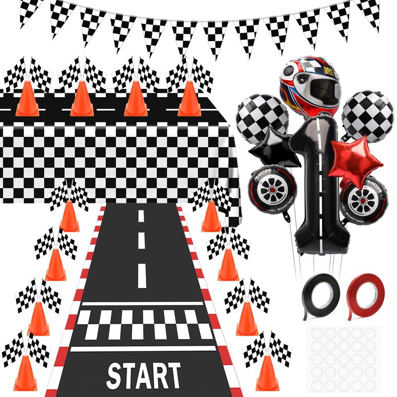 48P Checkered Flag Party Supplies, Windspeed Race Car Party Decorations ...