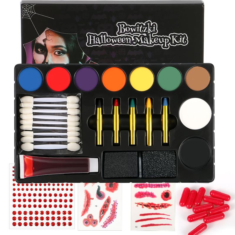 Bowitzki Halloween SFX Makeup Kit with 9 colors Oil Based Face Paint ...