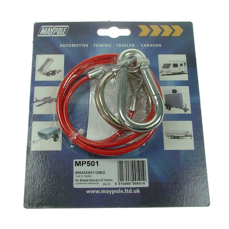 Maypole 1m x 3 mm Red PVC Breakaway Cable For Braked Trailers and ...