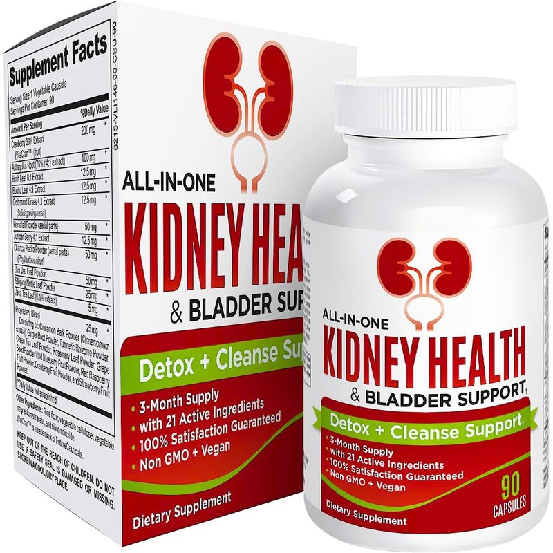 3-Month Kidney Health & Bladder Support Supplement (All-in-1) with 21 ...