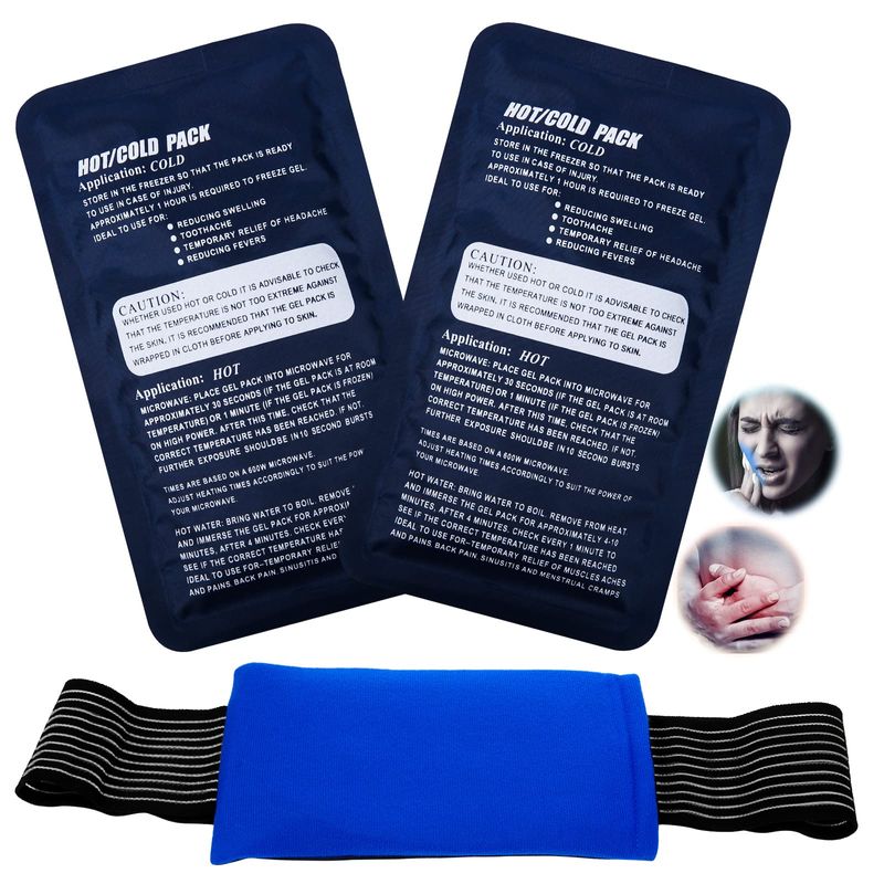 Ice Packs for Injuries Reusable(3 Piece Set),Gel Hot & Cold Ice Packs ...