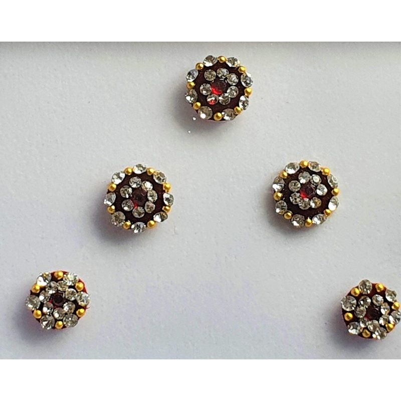LBRC074 Round Coloured Crystal Fancy BindisForehead Gem Stickers Pack ...