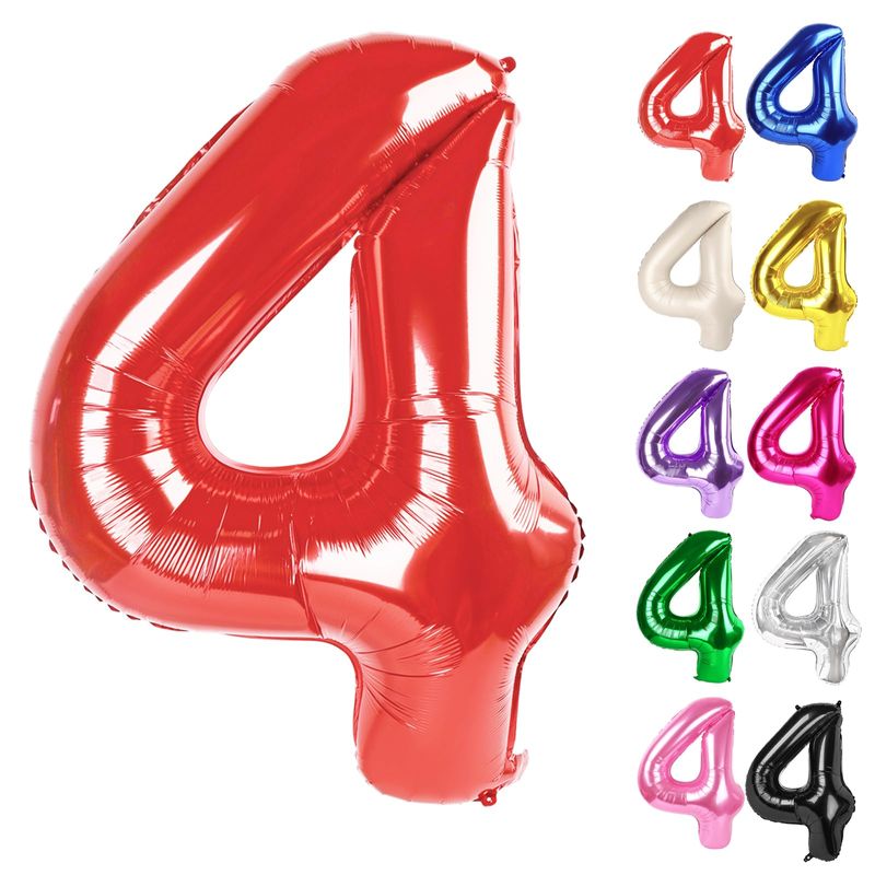 Red Number 4 Balloon 40 Inch, 4 Balloon Number, 4th Birthday ...