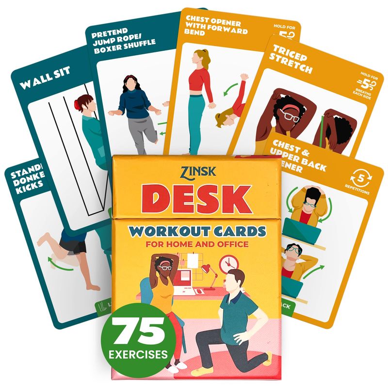 75 Desk Workout Cards – 50 Light Bodyweight Exercises & 25 Stretches ...