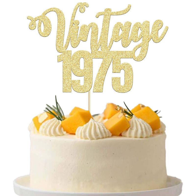 Gyufise 1 Pack Vintage 1975 Cake Topper Gold Glitter Happy 50th ...