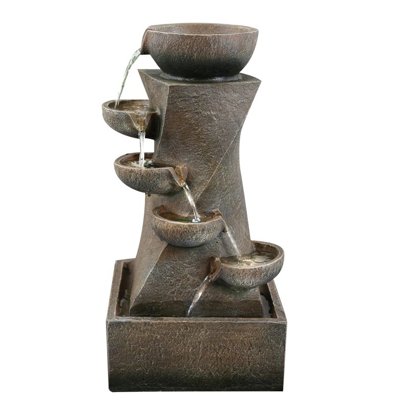 GEEZY Garden Water Feature LED Fountain Indoor/Outdoor Cascading ...