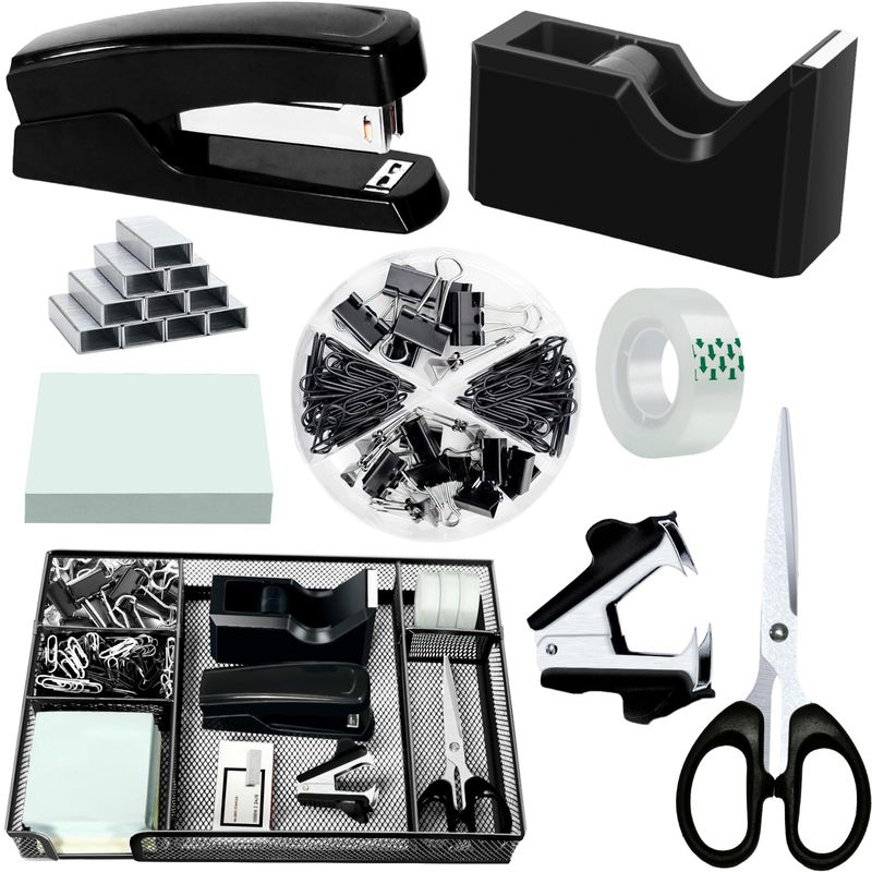 Black Office Desk Accessories, Black Office Supplies Set, Desk Drawer ...