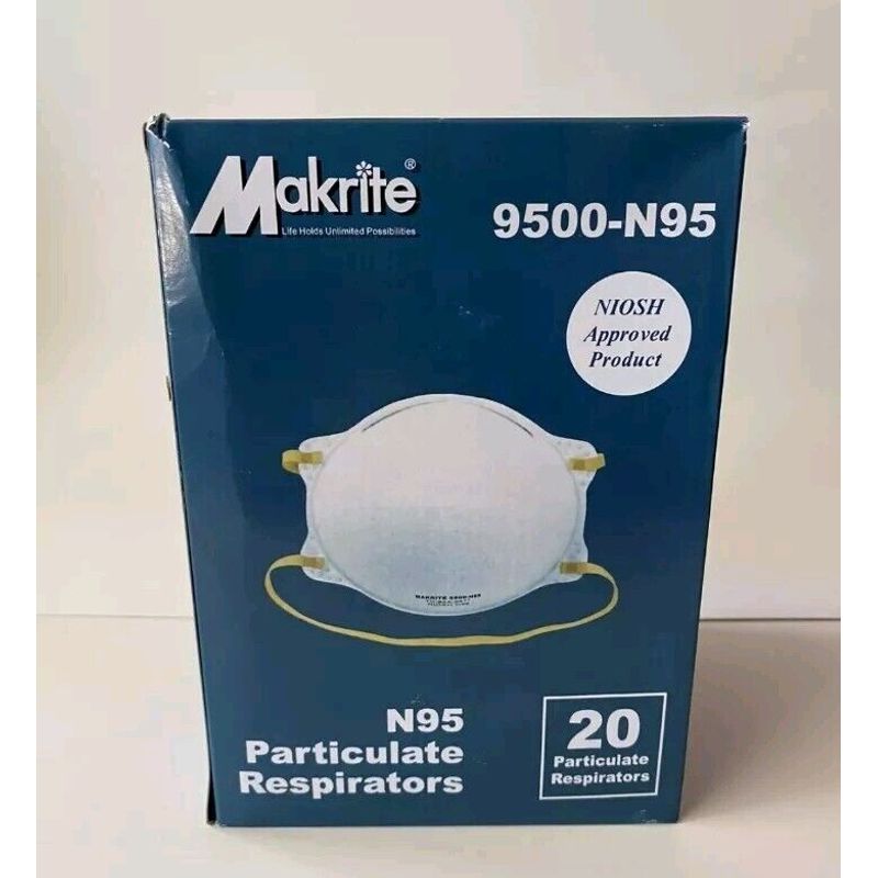 20 Pack Makrite 9500-N95 NIOSH APPROVED CDC Medical N95 Face Mask Respirator NEW - Online ...