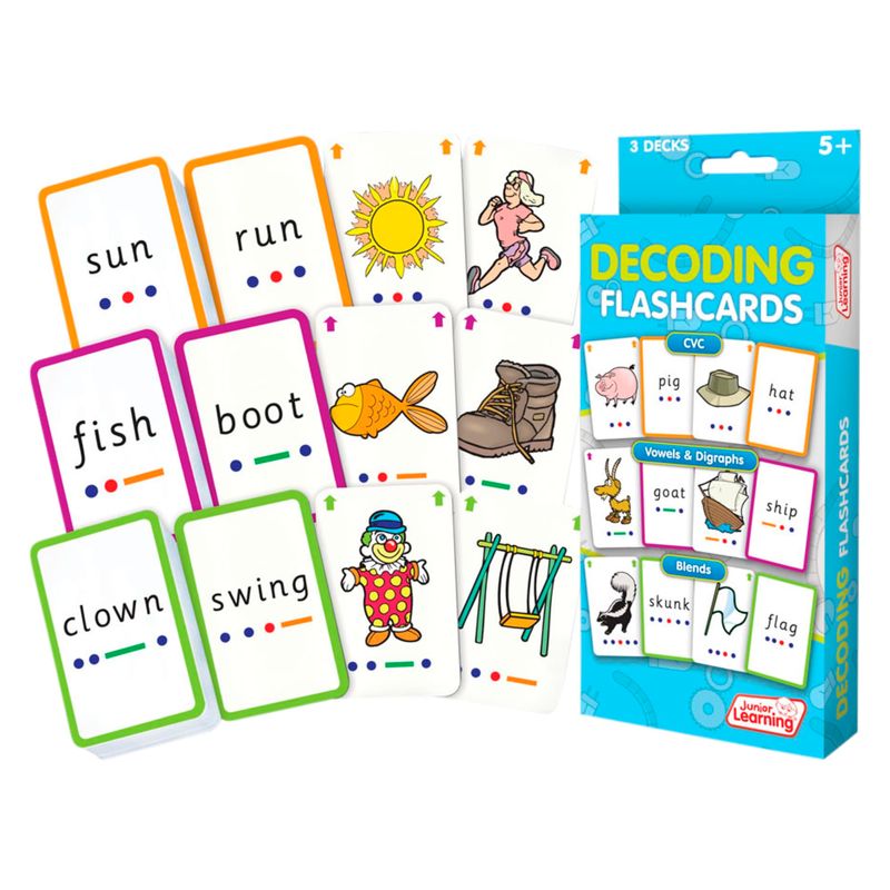Junior Learning Decoding Flashcards | 3 Decks of 54 cards | Topics: CVC ...