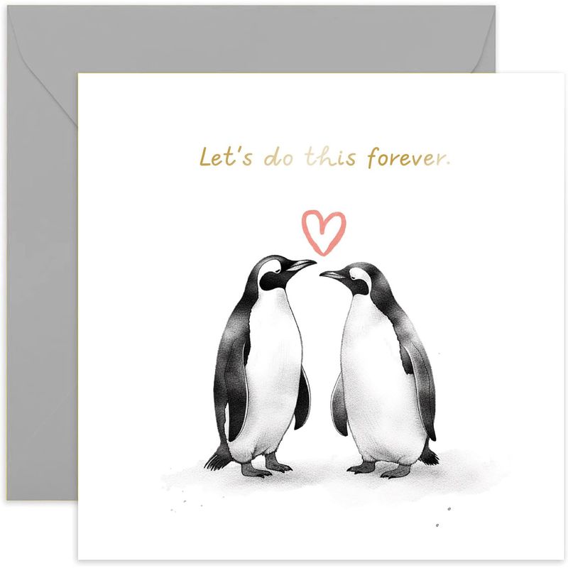 Old English Co. Penguin Wedding Anniversary Card for Couple ...